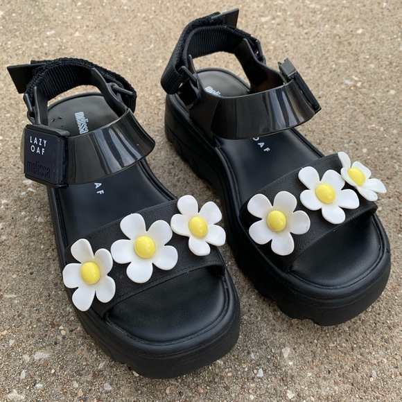Melissa | Shoes | Melissa X Lazy Oaf Kick Off Sandal Black Daisy Us 6 | Poshmark